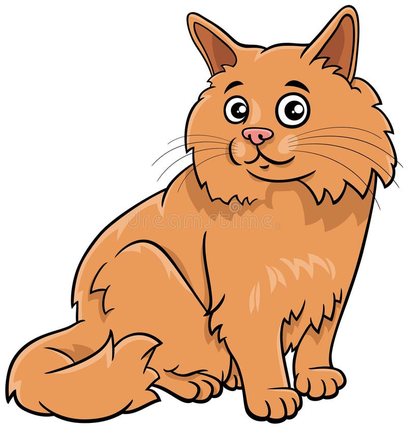 Cartoon Fluffy Cat Comic Animal Character Stock Vector - Illustration ...
