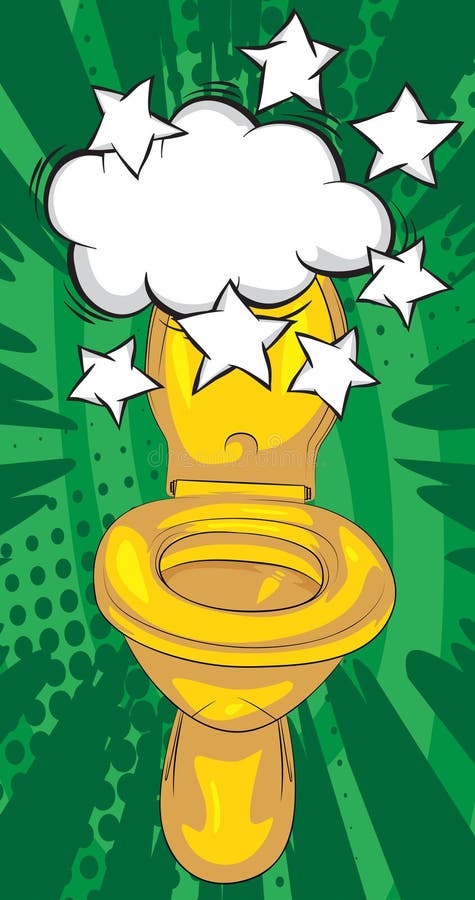 Cartoon Flush Toilet, Comic Book Restroom. Vintage Vector Comics Pop ...