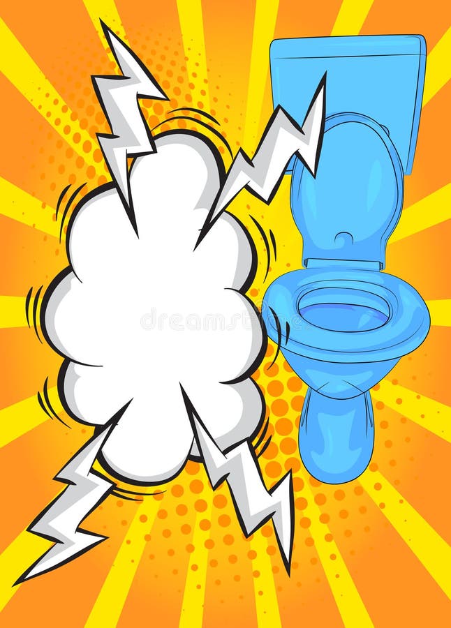 Cartoon Flush Toilet, Comic Book Restroom. Vintage Vector Comics Pop ...