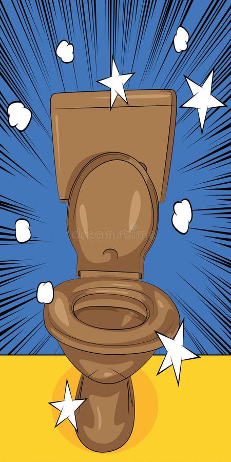 Cartoon Flush Toilet, Comic Book Restroom. Vintage Vector Comics Pop ...