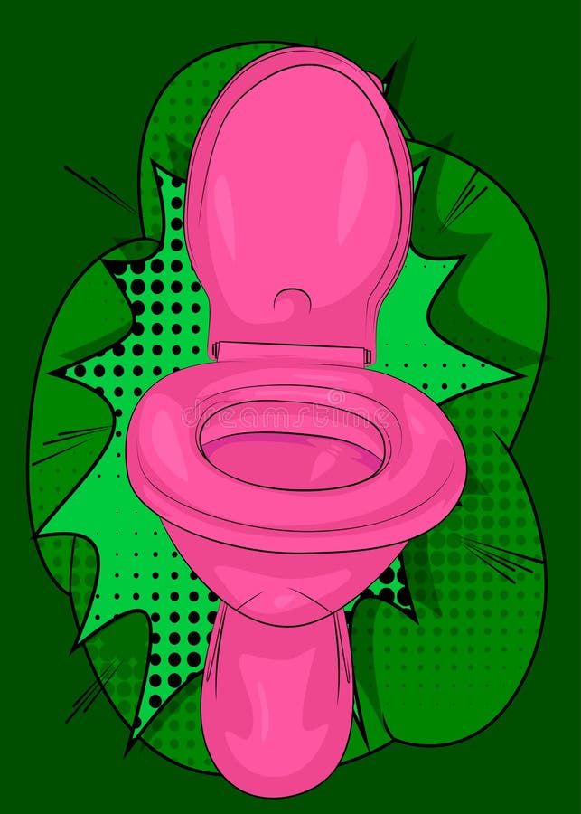Cartoon Flush Toilet, Comic Book Restroom. Vintage Vector Comics Pop ...