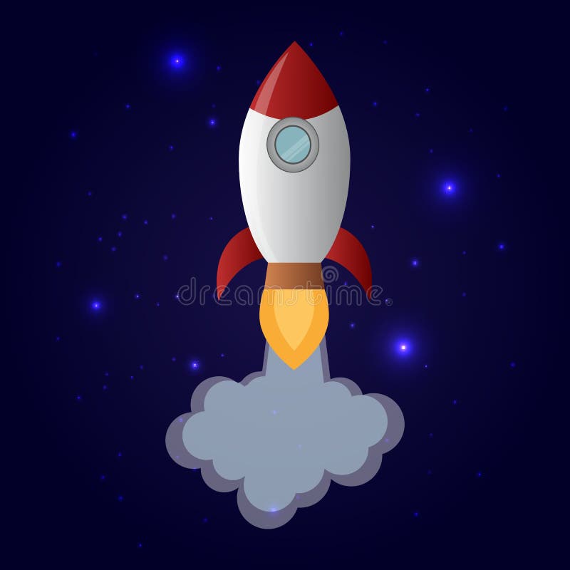 Cartoon Flying Space Rocket in the Starry Space Stock Vector ...