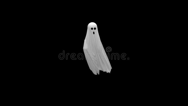 Cartoon Flying White Ghost with Alpha Channel Stock Footage - Video of ...