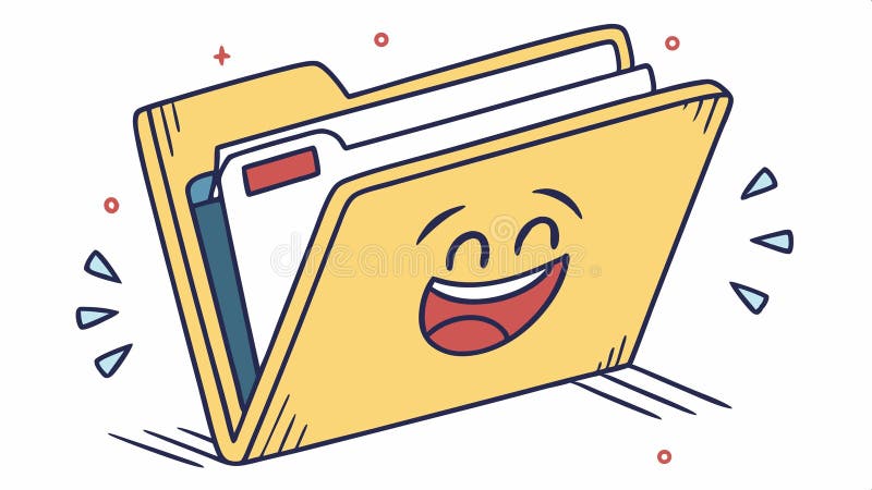 Cartoon Folder Character with Happy Face Organizing Documents Vector ...