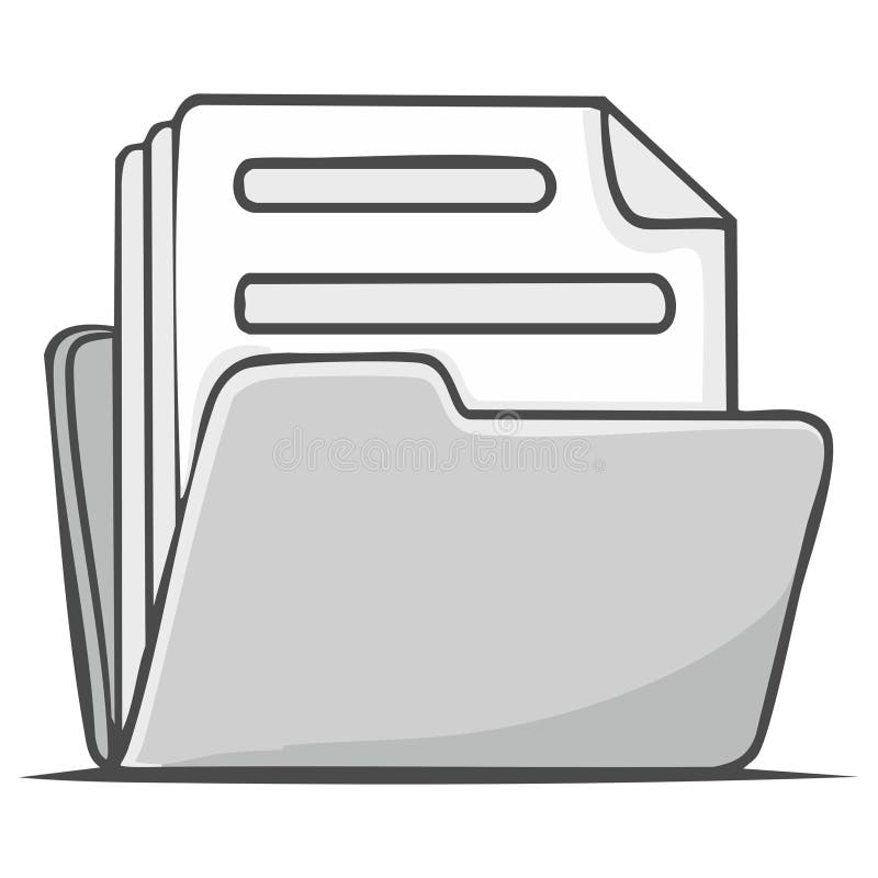 Cartoon Folder Icon with Documents for Digital File Management and ...