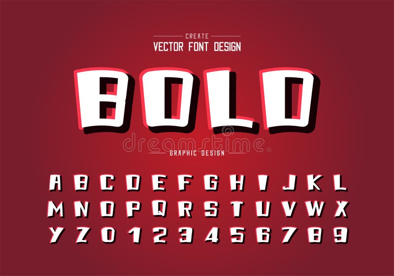 Shadow Bold Font and Alphabet Vector, Design Typeface Letter and Number ...
