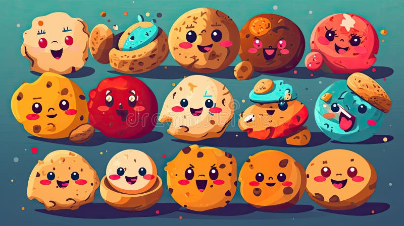 Cartoon Food Background with Funny Smiling Faces Stock Illustration ...