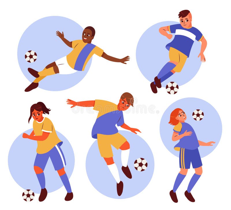 Cartoon Football Players Training Vector Illustration. Stock Vector ...