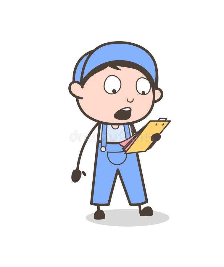 Cartoon Foreman Announcing List of Works Vector Concept Stock ...
