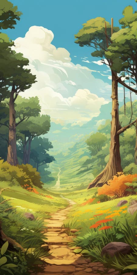 Cartoon Forest Pathway: a Manga-inspired Nature Scene in 8k Resolution ...