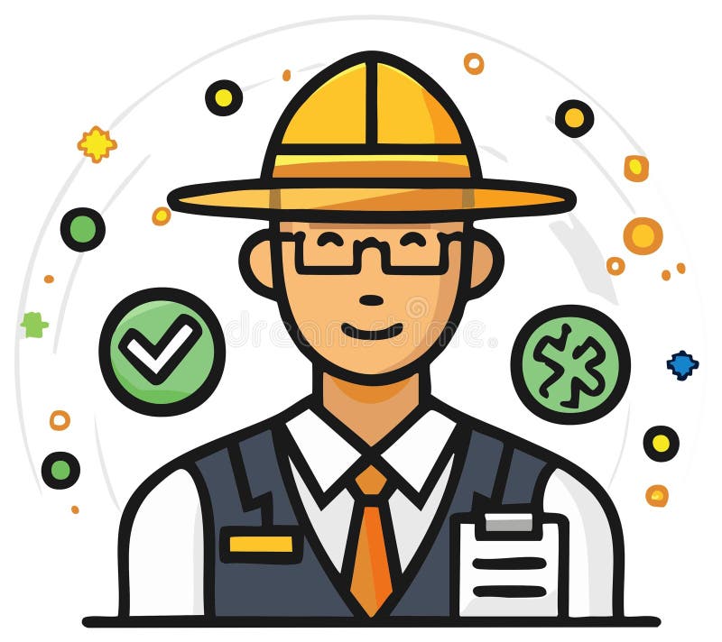 Cartoon Forest Ranger with Hat and Clipboard Illustration Stock Vector ...