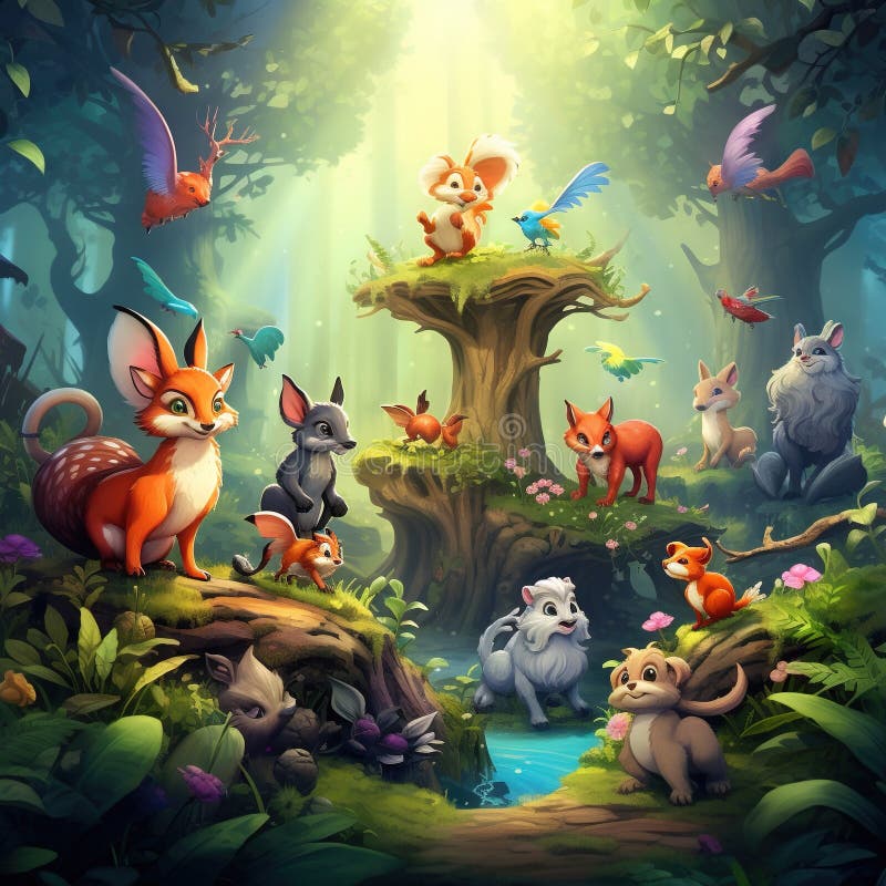 Cartoon Forest Set stock illustration. Illustration of cloud - 293680787