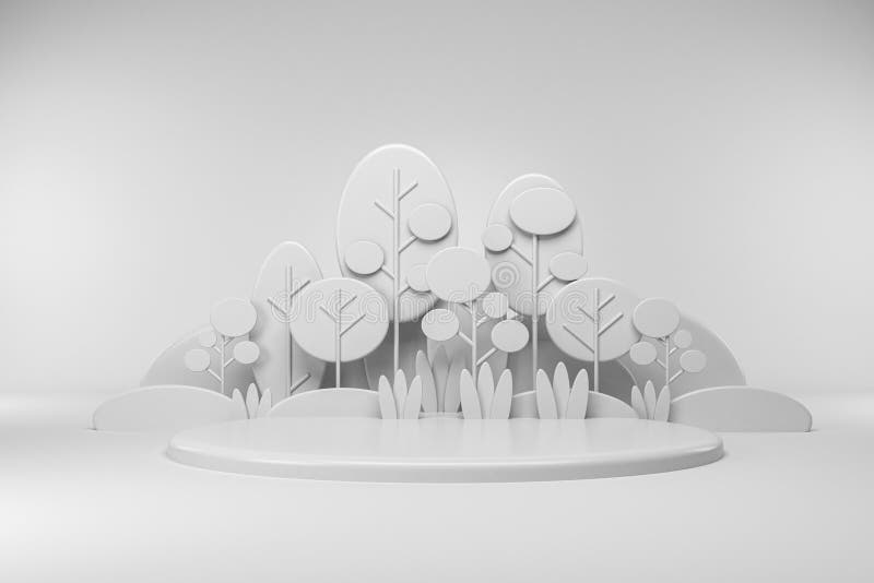 Cartoon Forest and Pedestal for Product Display on Light Background ...
