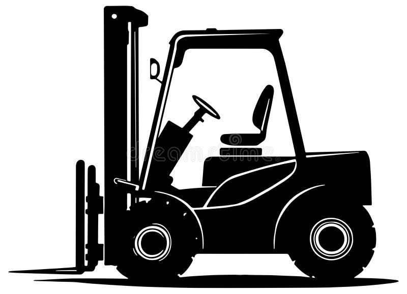 Cartoon Forklift Illustration in Black Stock Vector - Illustration of ...