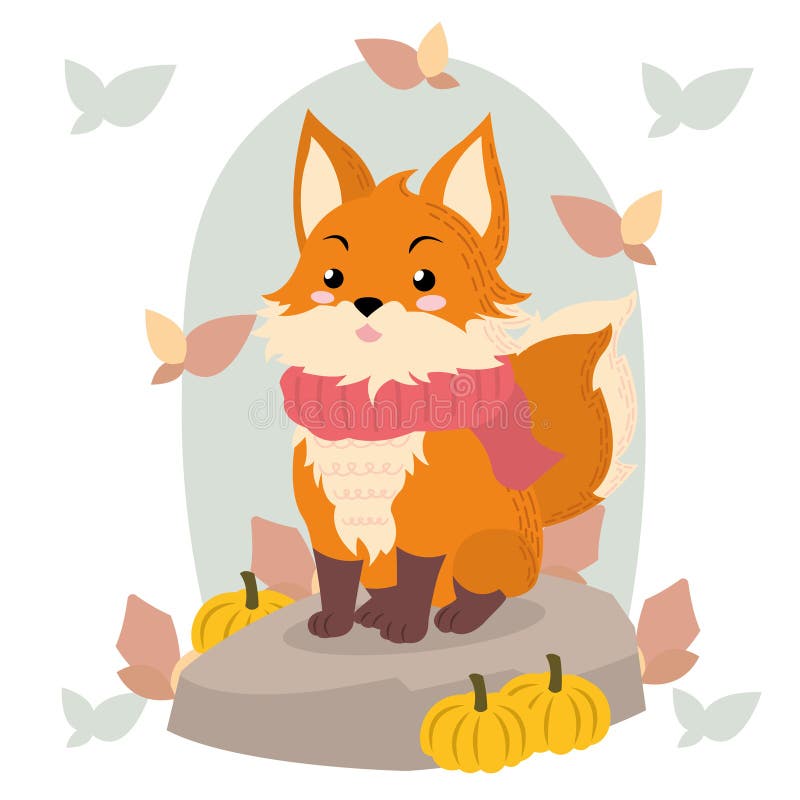 Cartoon Fox Autumn Animal. Vector Stock Illustration - Illustration of ...