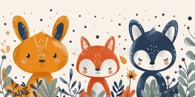 A Cartoon Fox and a Bunny Interacting in a Playful Manner Stock ...