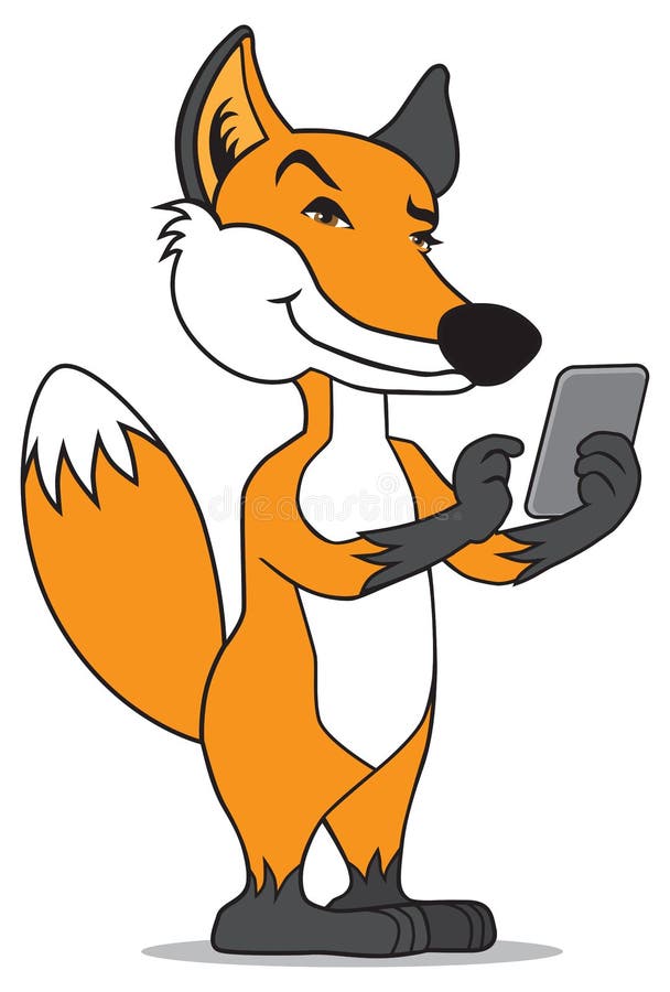 Cartoon Fox with Cell Phone Stock Vector - Illustration of cell ...