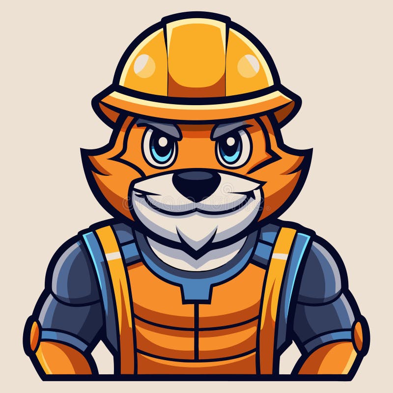Cartoon Fox Construction Worker Mascot Stock Vector - Illustration of ...