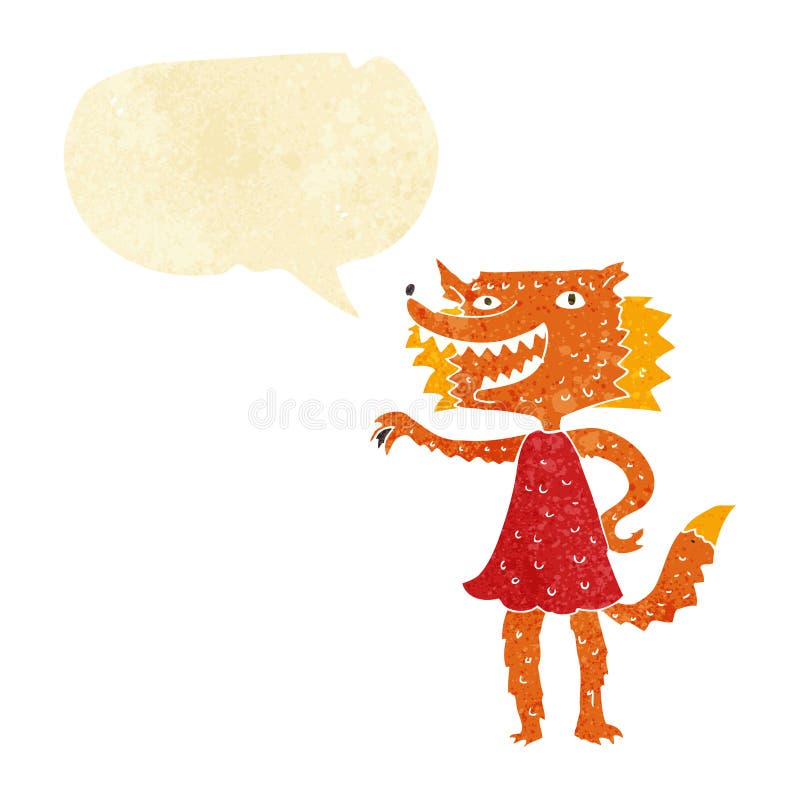 Cartoon Fox Girl with Speech Bubble Stock Illustration - Illustration ...
