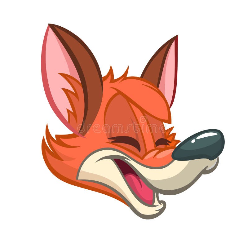 Cartoon Fox Head. Vector Illustration of Red Smiling Fox Icon. Stock ...