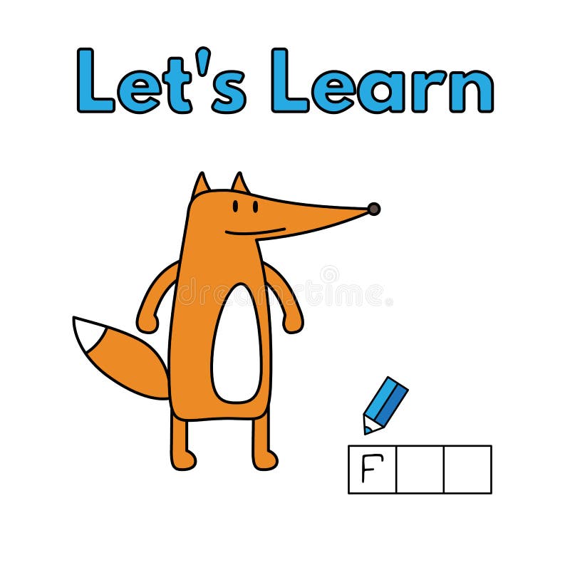 Cartoon Fox Learning Game for Kids Stock Vector - Illustration of look ...