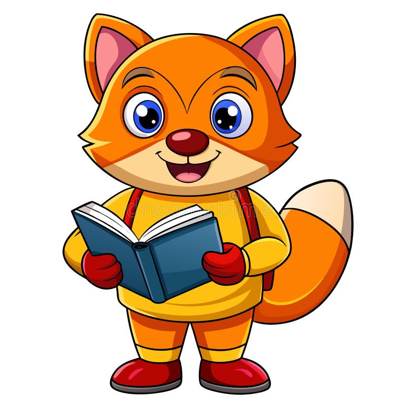 Cartoon Fox Reading. Backpack Stock Vector - Illustration of school ...