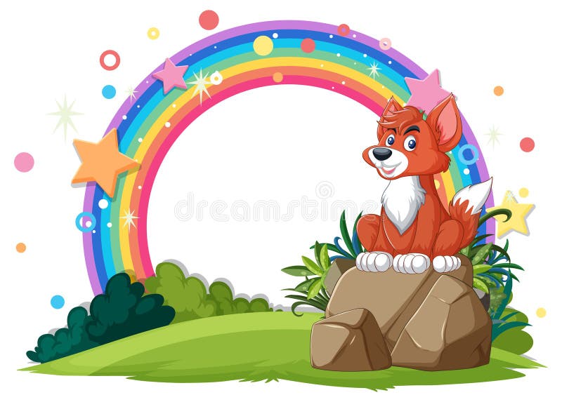 A Fox Sitting Under a Vibrant Rainbow Stock Vector - Illustration of ...