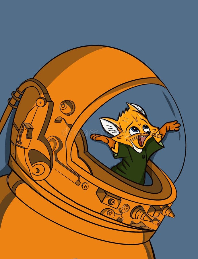 Cartoon Fox in Spacesuit stock illustration. Illustration of little ...