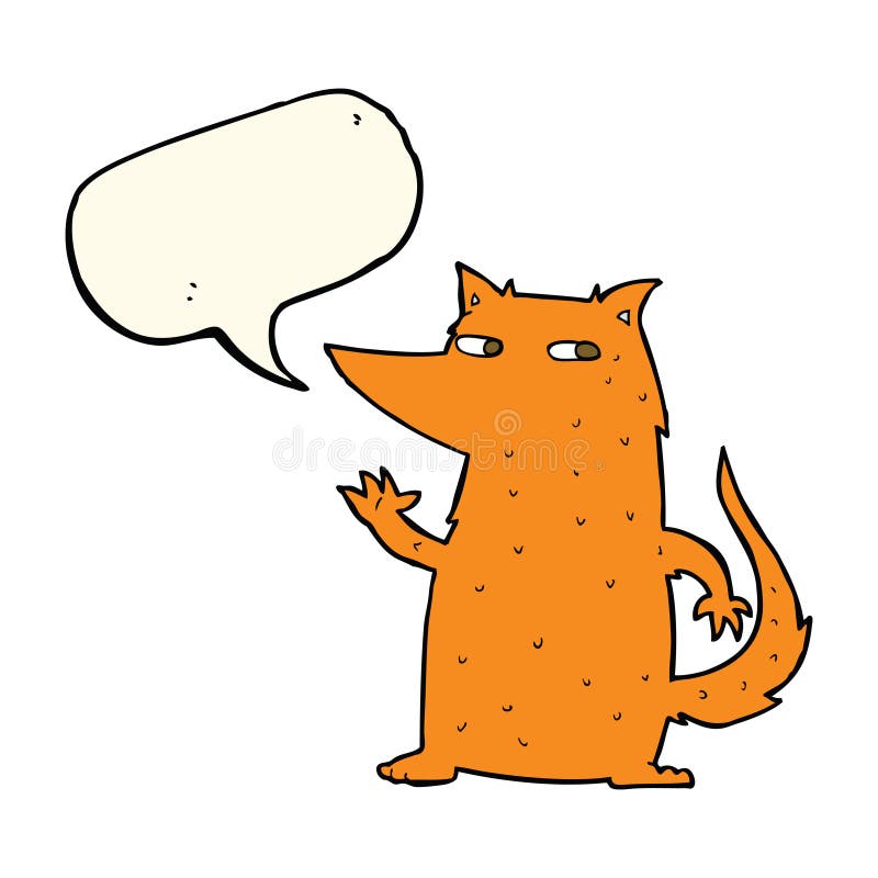 Cartoon Fox Waving with Speech Bubble Stock Illustration - Illustration ...