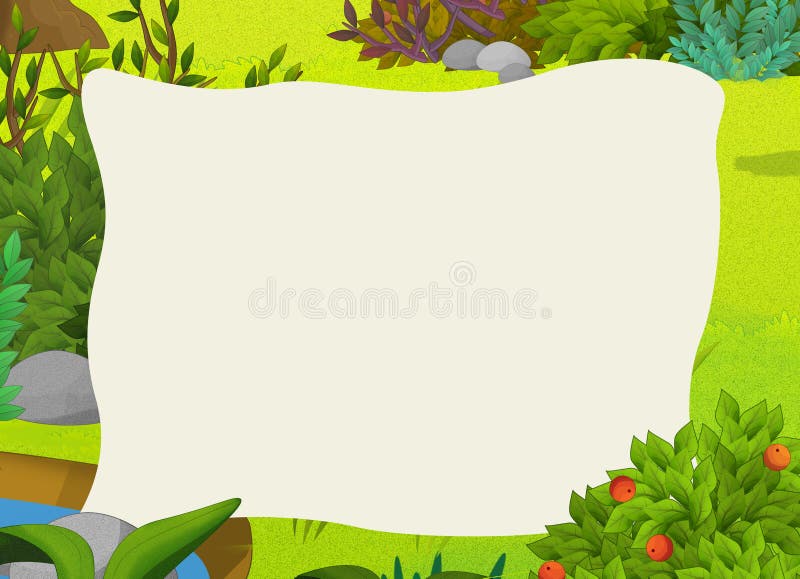 Cartoon Frame Scene - Forest Stock Illustration - Illustration of cute ...