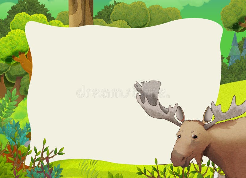 Cartoon Frame Scene - Forest - Moose Stock Illustration - Illustration ...