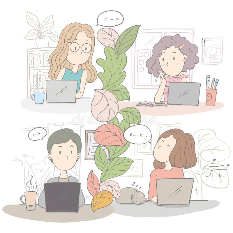 Cartoon Freelance Character Working from Home Stock Vector ...