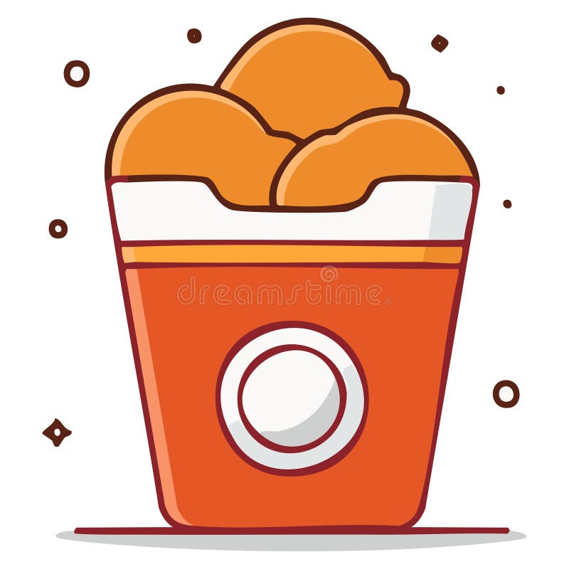 Cartoon Fried Chicken in Box Illustration Stock Vector - Illustration ...