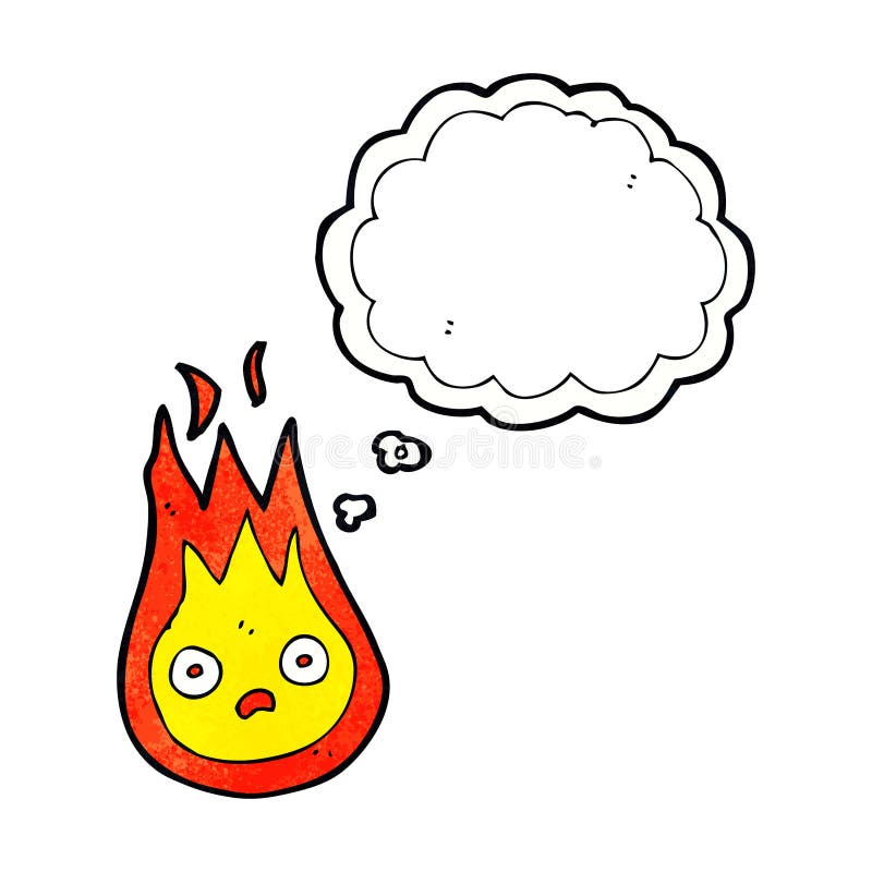 Cartoon Friendly Fireball with Thought Bubble Stock Illustration ...