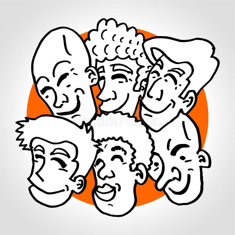 Cartoon friends faces stock vector. Illustration of hand - 240482321