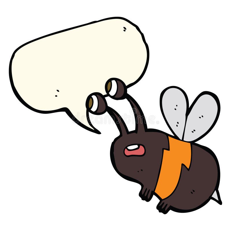 Cartoon Frightened Bee with Speech Bubble Stock Illustration ...
