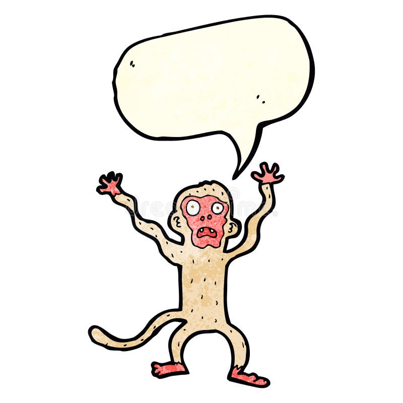 Cartoon Frightened Monkey with Speech Bubble Stock Illustration ...