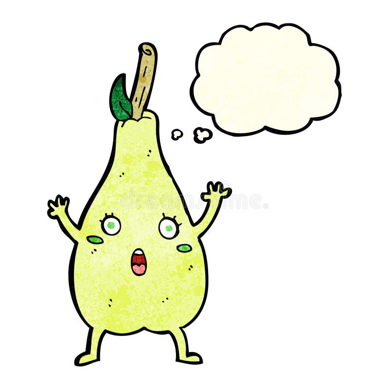 Cartoon Frightened Pear with Thought Bubble Stock Illustration ...
