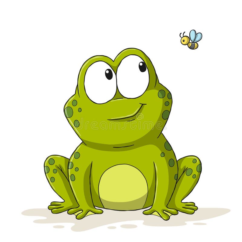 Cartoon Frog with Bee stock vector. Illustration of happiness - 161318229