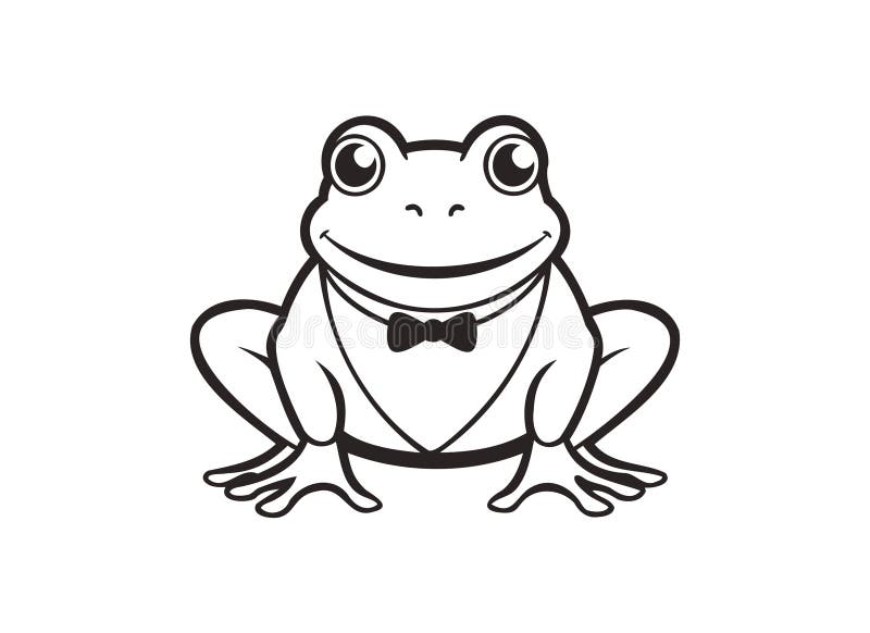 Cartoon Frog in Bow Tie Clipart - Black and White Illustration Stock ...