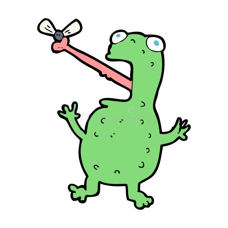 Cartoon frog catching fly stock vector. Illustration of frog - 37016552