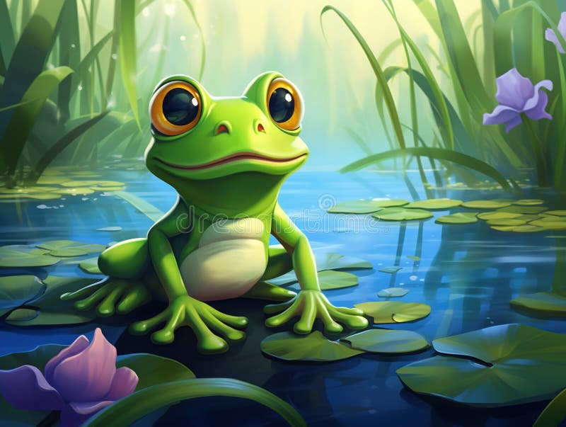 Cartoon Frog Character Made with Generative AI Illustration Stock ...