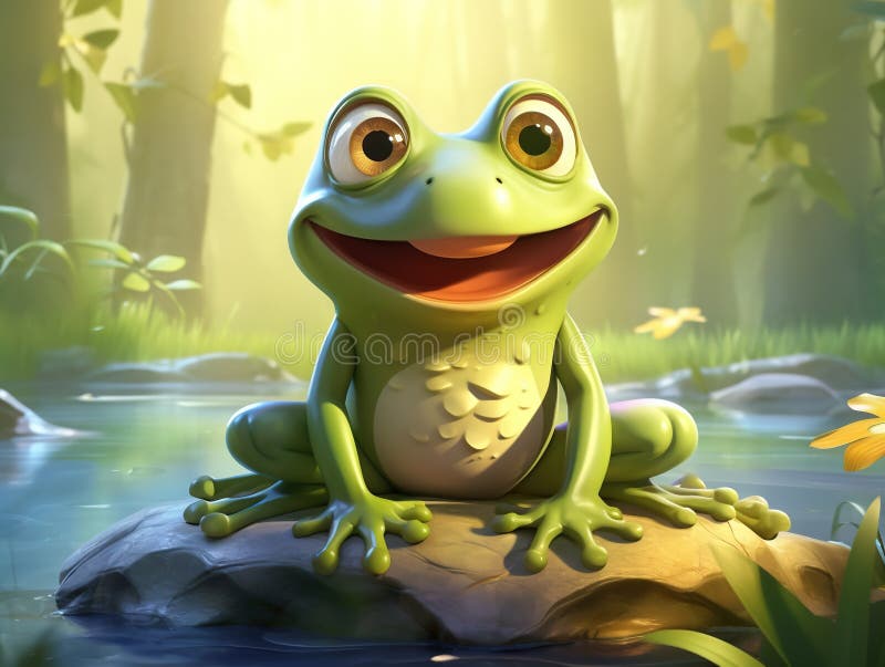 Cartoon Frog Character Made with Generative AI Illustration Stock ...