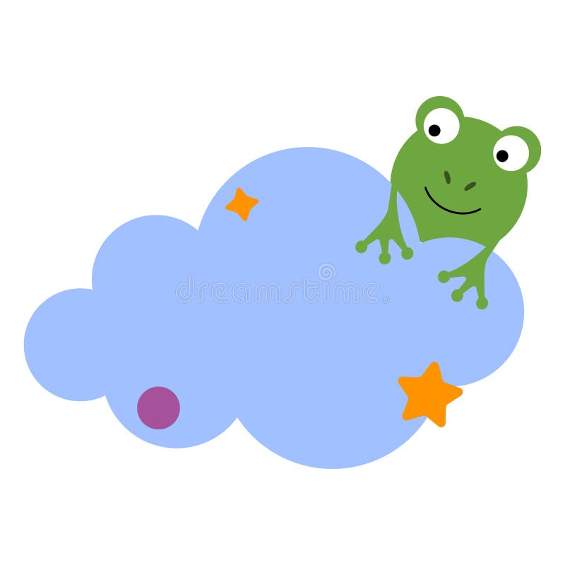 Cartoon Frog on a Cloud. Good Night, Lullaby Theme. Vector Isolated on ...