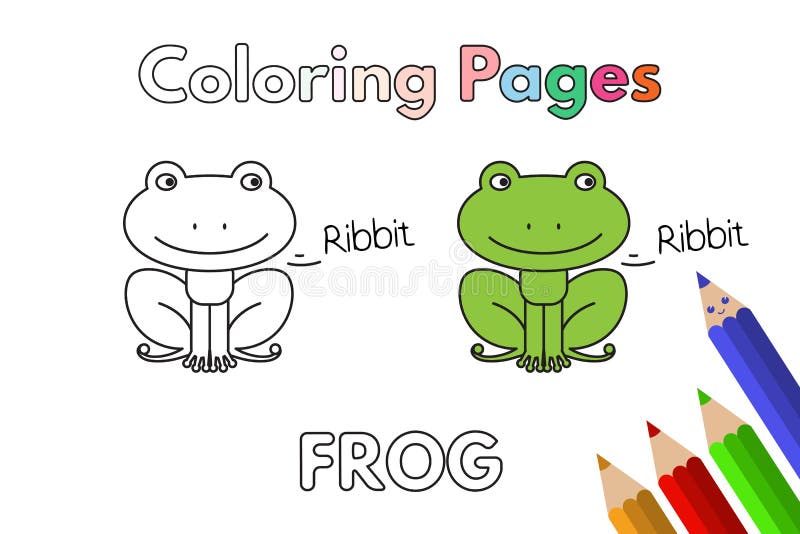 Cartoon Frog Flashcard for Children Stock Vector - Illustration of cute ...