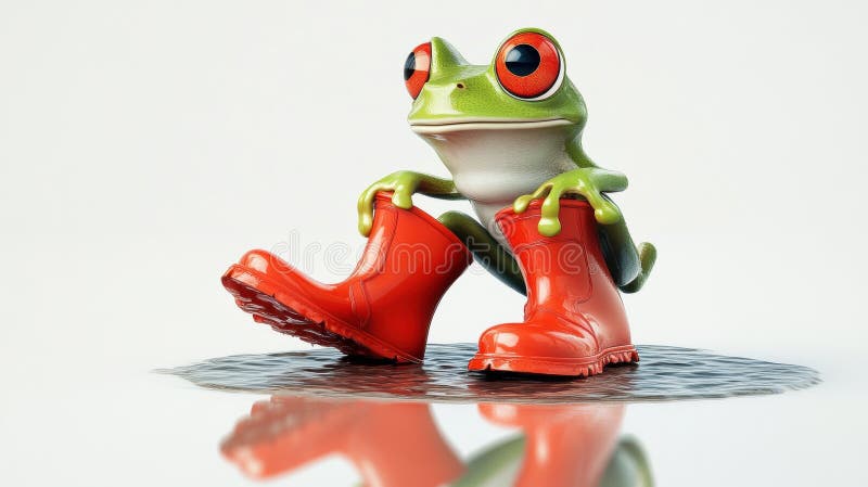 Cartoon Frog Illustration, a Charming Frog Cartoon in Red Boots ...