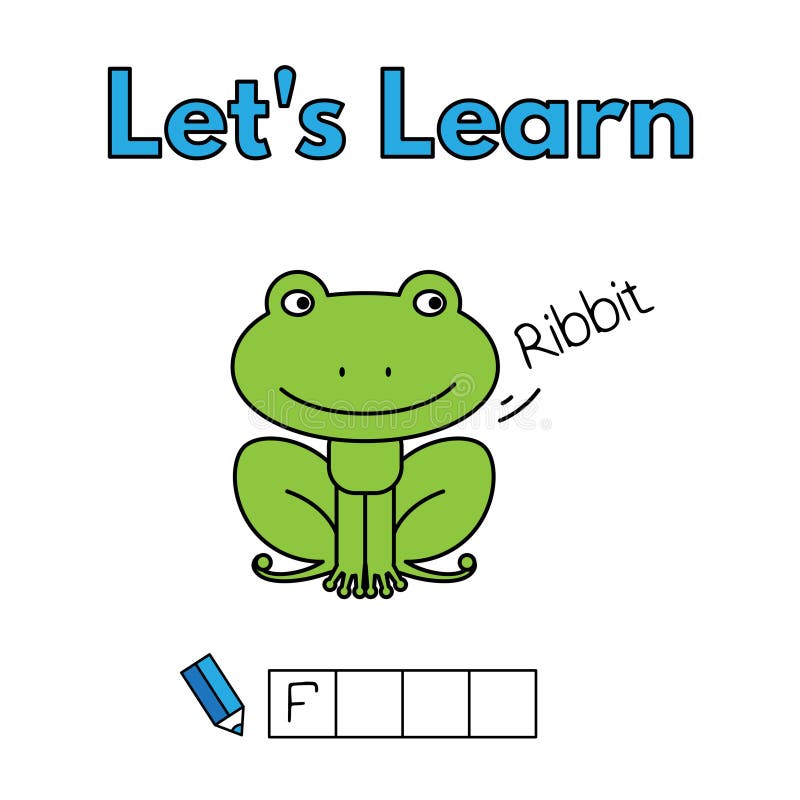 Cartoon Frog Flashcard for Children Stock Vector - Illustration of cute ...