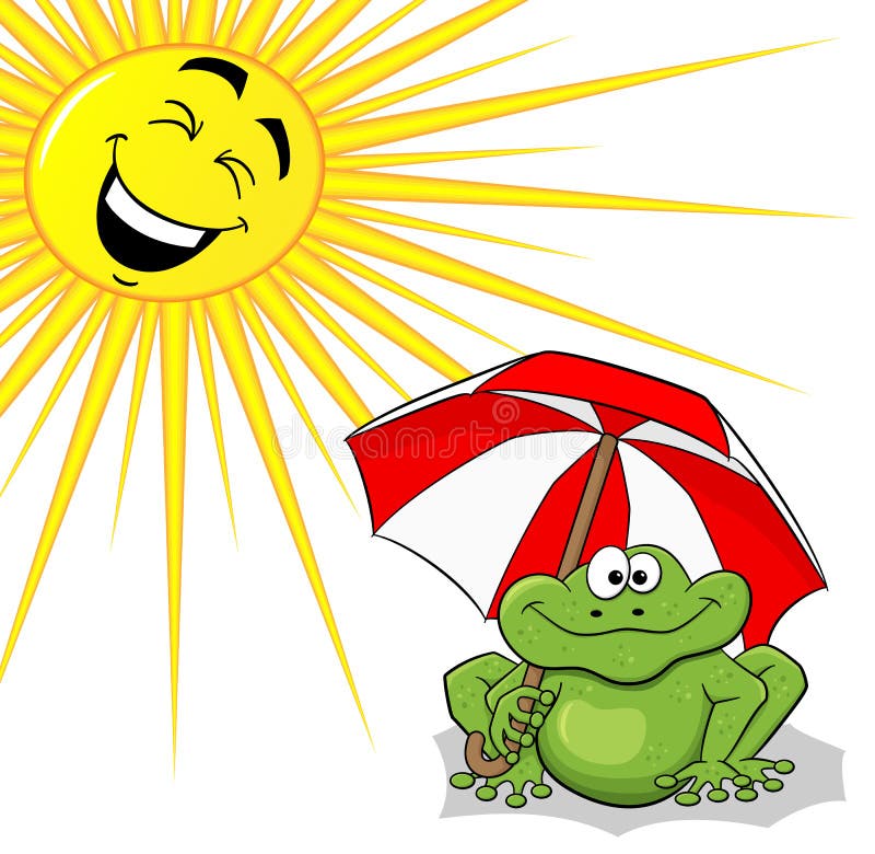 Cartoon Frog With Sunshade And Sun Stock Vector Image 54831976