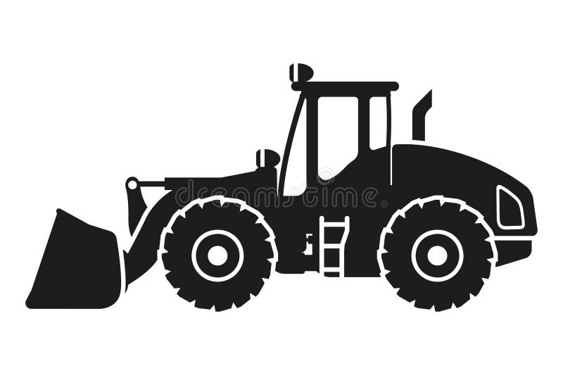 Cartoon Front Loader Silhouettes. Heavy Machinery for Construction and ...