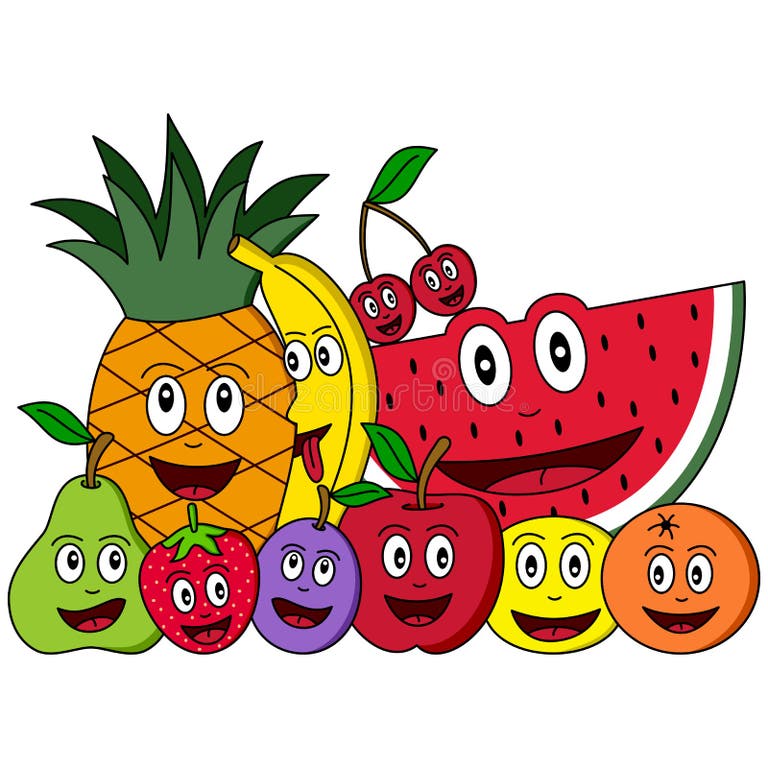 Cartoon Fruit Composition stock vector. Illustration of character - 9030541